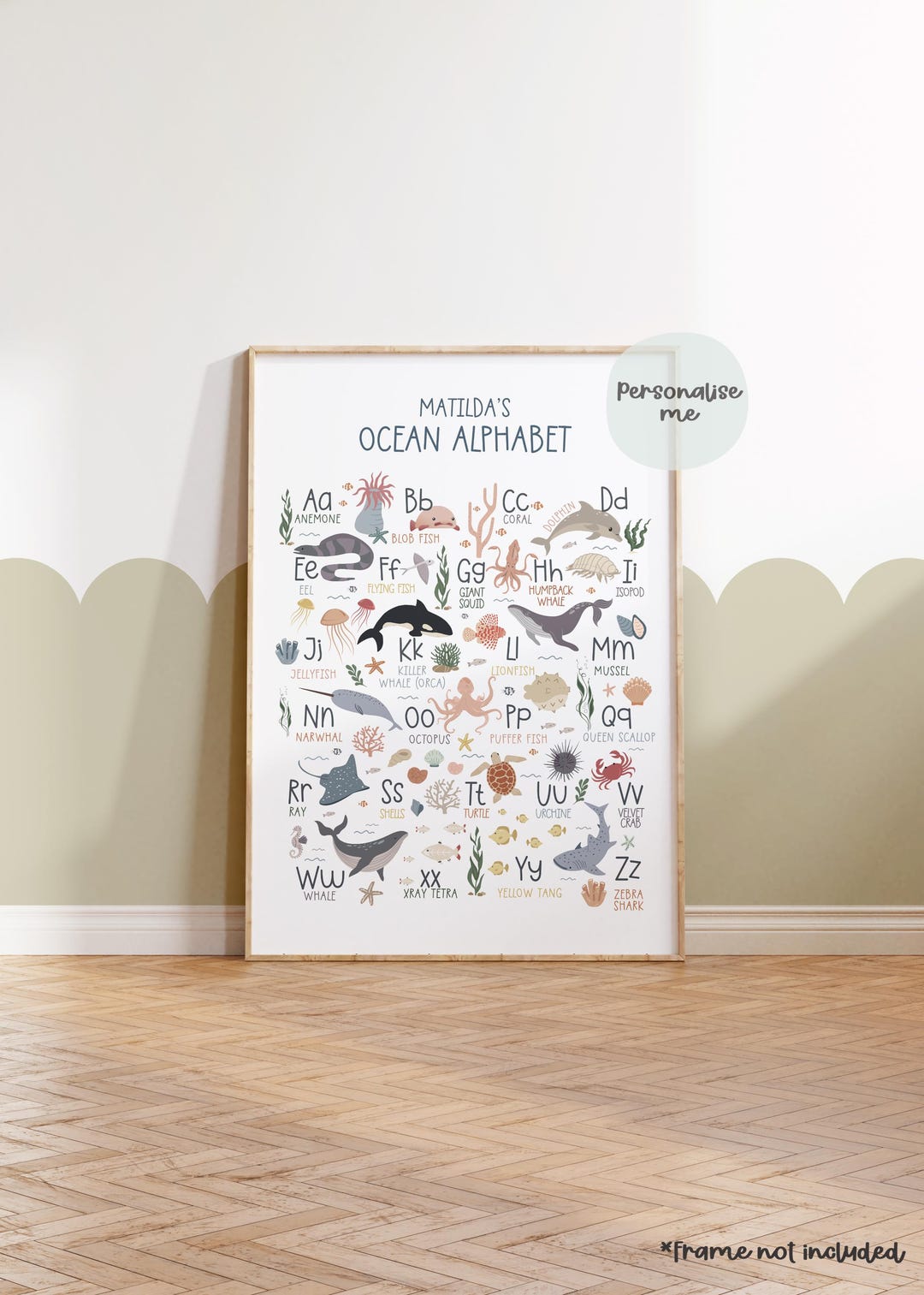 Personalised Print, Ocean Prints, Alphabet, Ocean Alphabet, Nursery ...