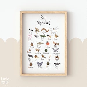 Personalised, Insect Alphabet, Bug Prints, Educational Prints, Playroom ...