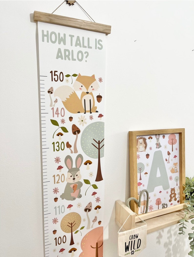 Personalised Canvas Height Chart Growth Chart Woodland - Etsy UK