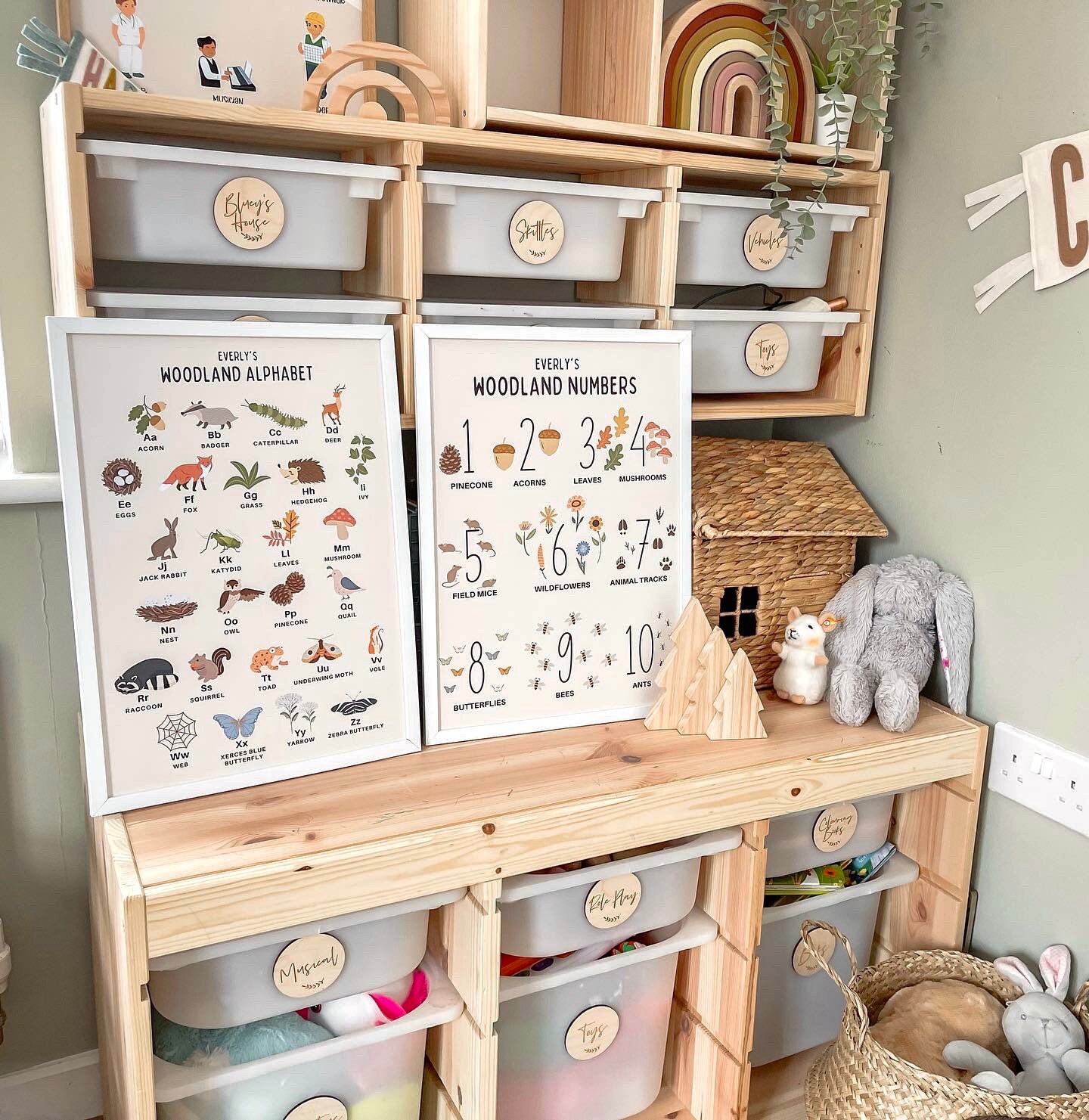 Set of 3 Woodland Alphabet Woodland Numbers Educational - Etsy UK