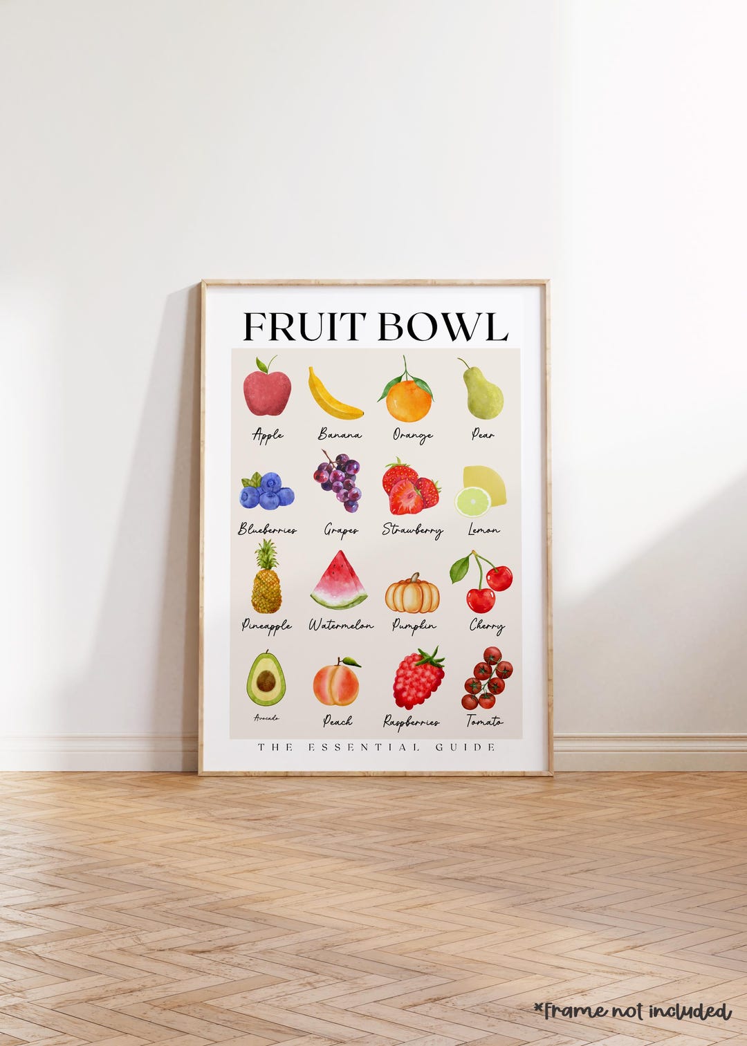 Fruit Chart Print, Kitchen Prints, Watercolour Prints, Educational ...