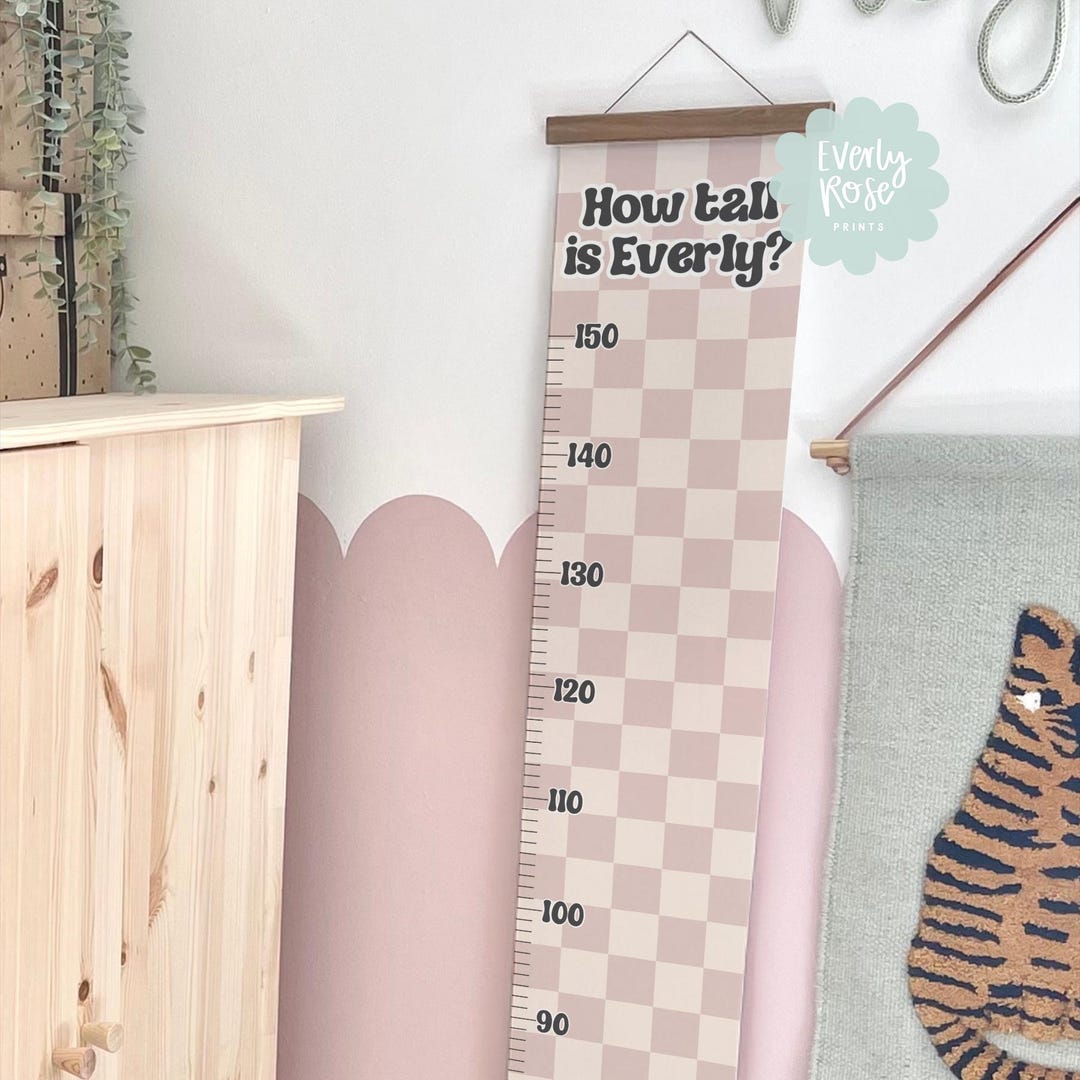 Personalised, Canvas Height Chart, Growth Chart,scandi, Checkerboard ...