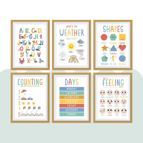 Set Of 2 3 4 6 Learning Education Prints For Children's | Etsy