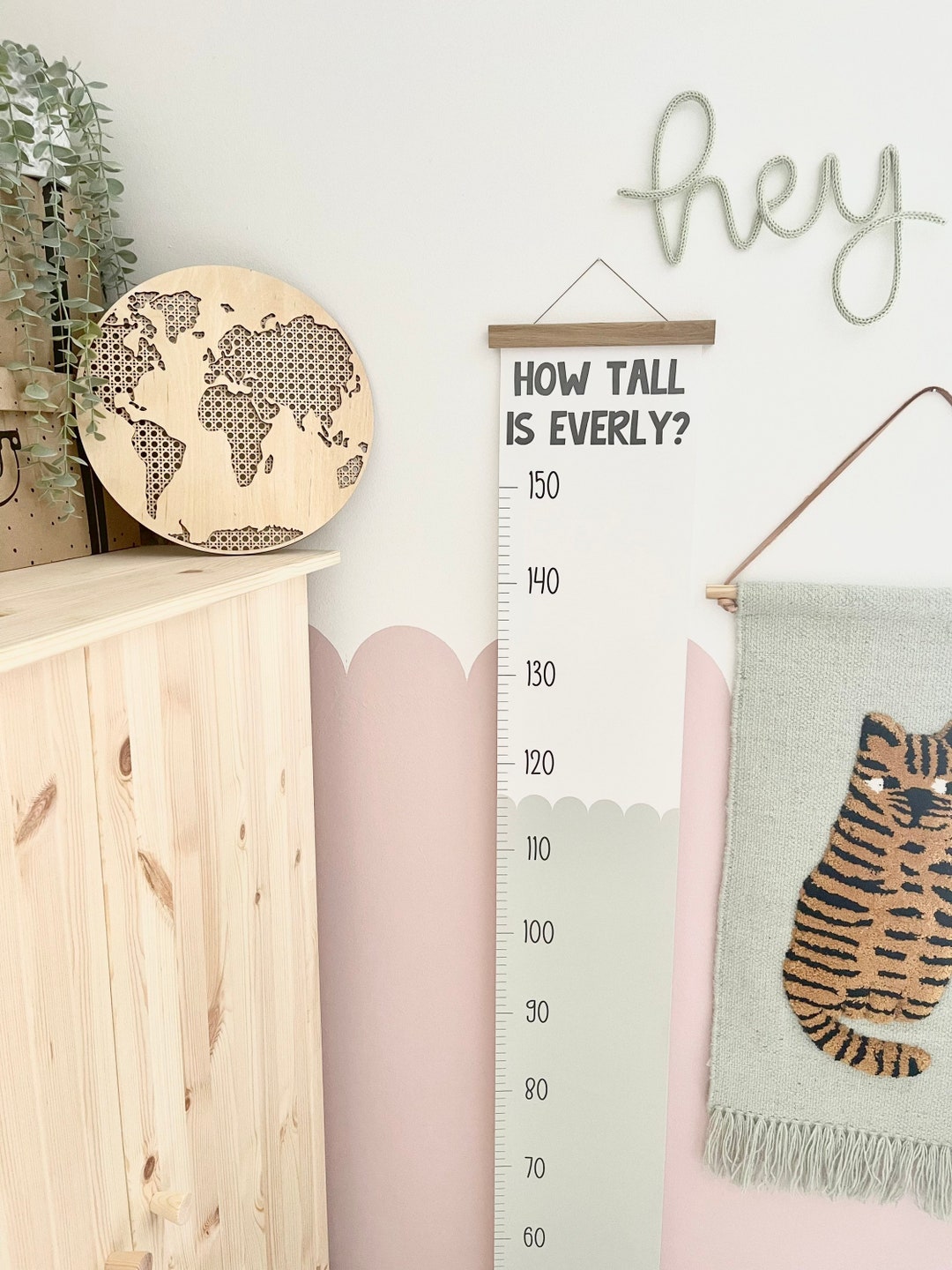Personalised, Canvas Height Chart, Growth Chart,scandi, Scallop Decor ...