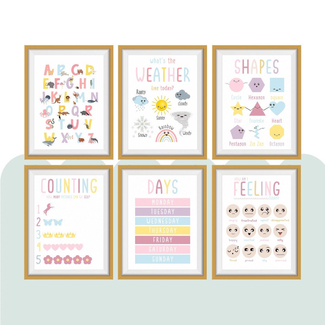Set Of 2 3 4 6 Learning Education Prints For Children's | Etsy