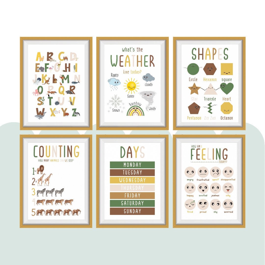 Set Of 2 3 4 6 Learning Education Prints For Children's | Etsy
