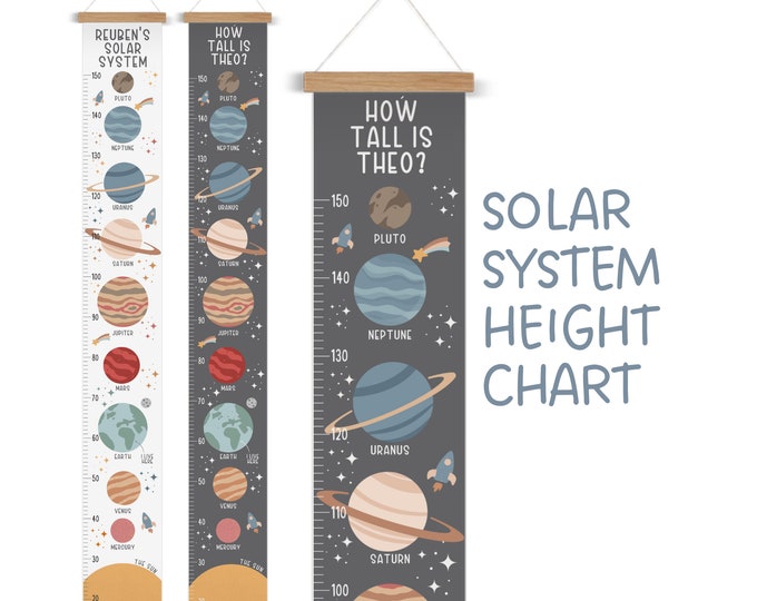 Personalised, Children's Height Chart, Growth Chart, Space Nursery ...