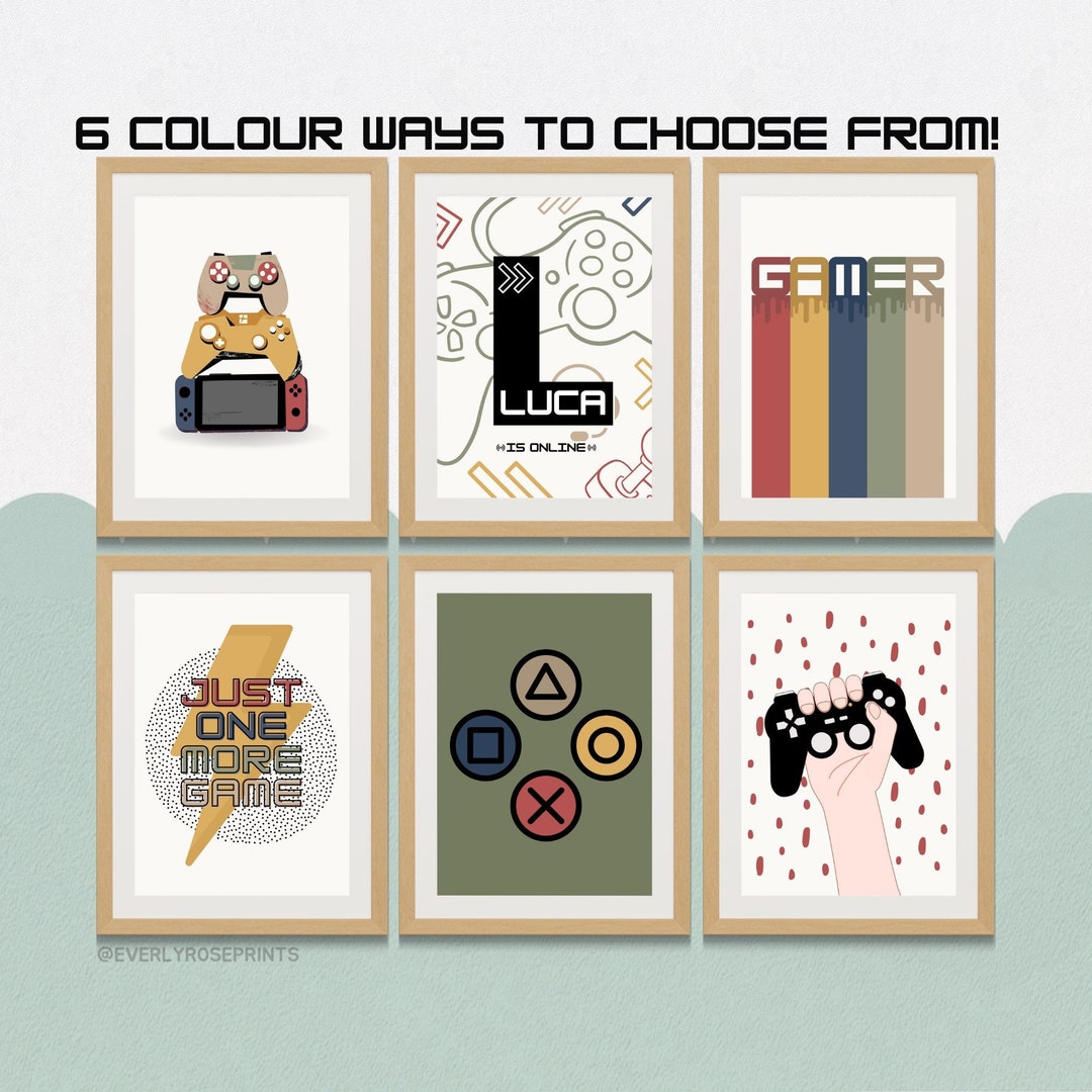 Set of 6, Personalised, Gamer Prints, Gaming Decor, Boys Decor, Girls ...