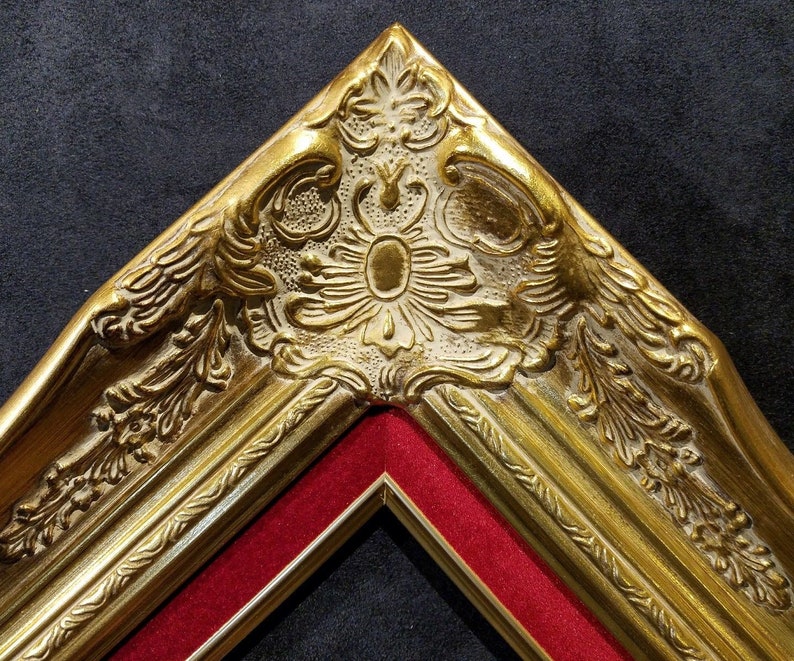 4" Gold With Red Ornate Deluxe Antique Frame Photo Art Gallery B9GR ...