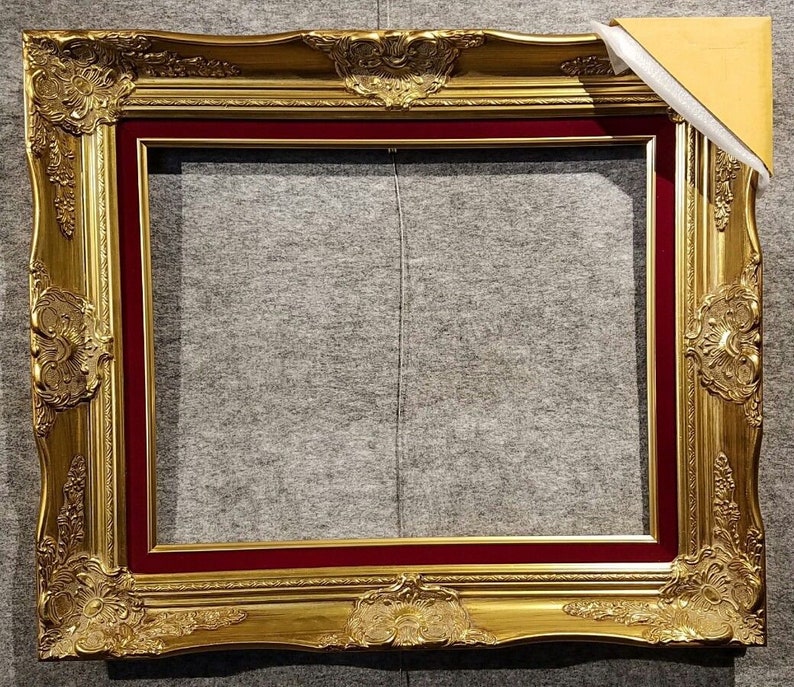 4" Gold With Red Ornate Deluxe Antique Frame Photo Art Gallery B9GR ...