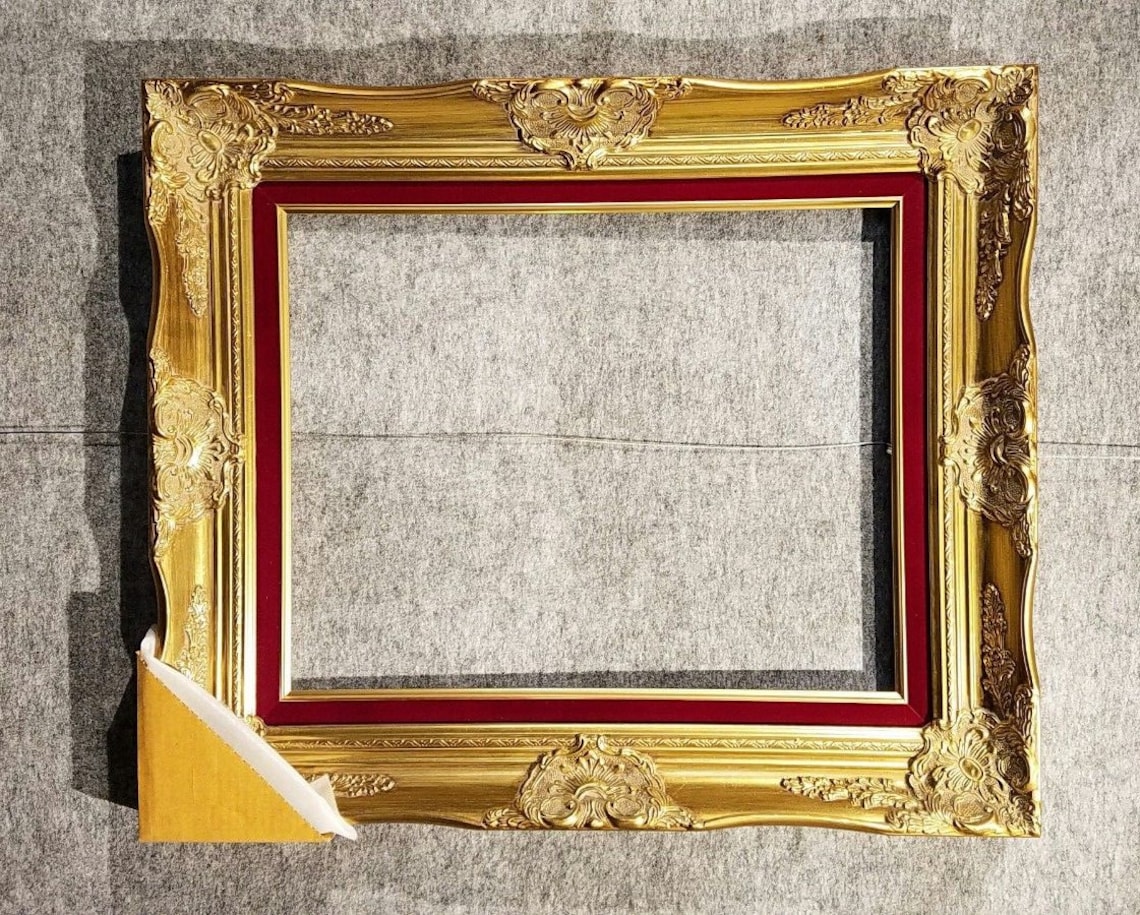 4 Gold With Red Ornate Deluxe Antique Frame Photo Art - Etsy