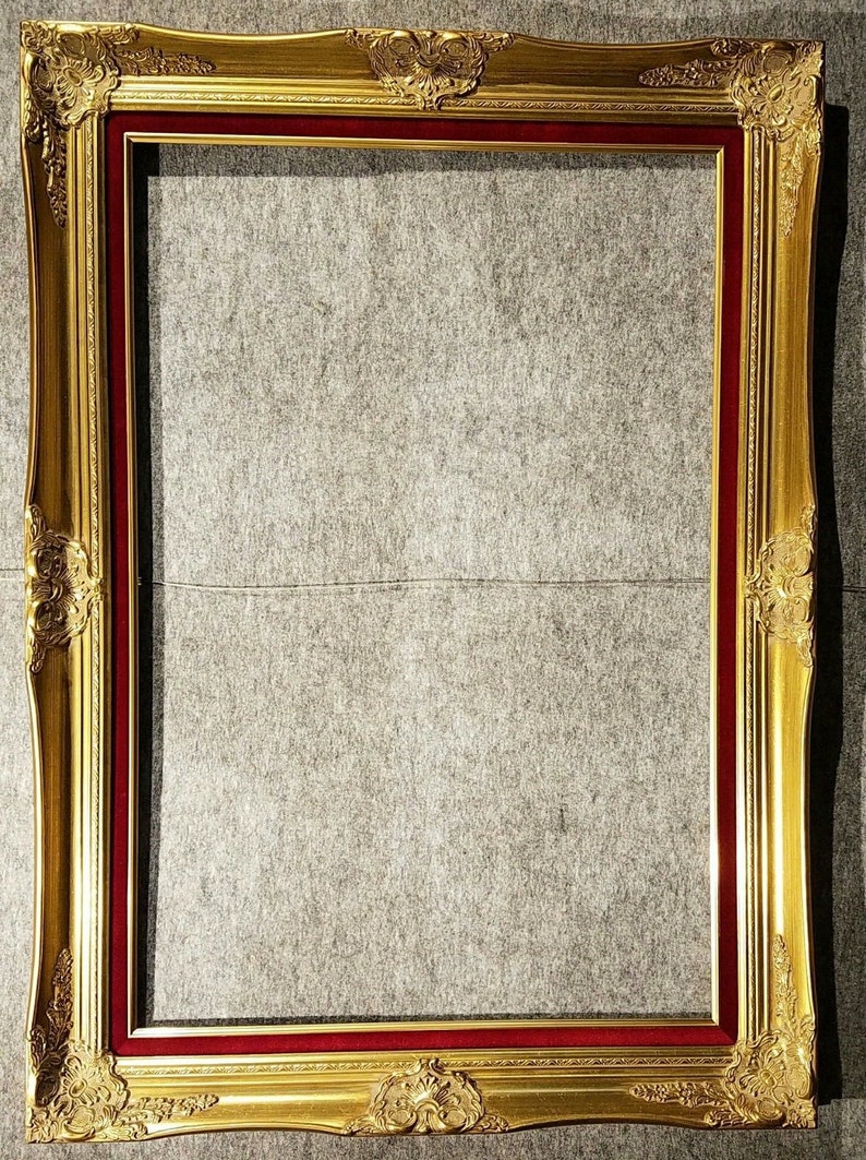 4" Gold With Red Ornate Deluxe Antique Frame Photo Art Gallery B9GR ...