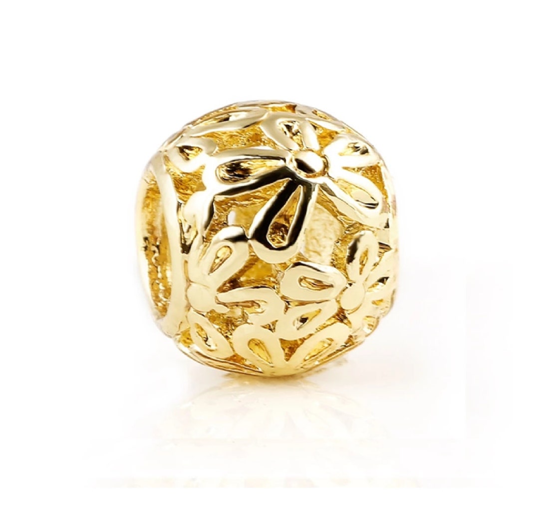 Gold Daisy Design Filigree Charm Beads - Etsy