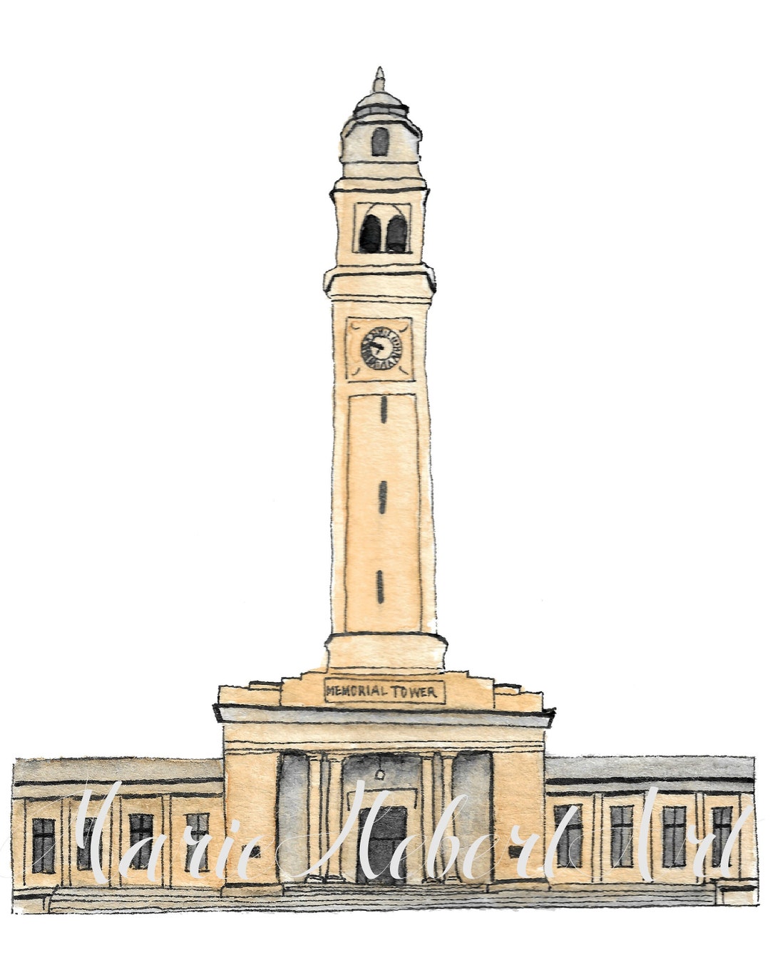 LSU Memorial Tower Watercolor Print - Etsy