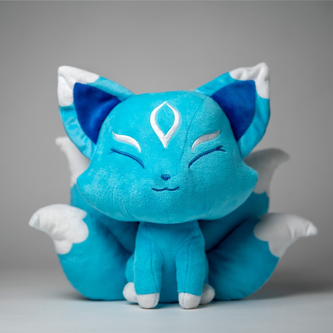 Kawaii Kitsunes Ellios Plushie | Cute Kitsune Plushie | Blue Spirit Fox ...