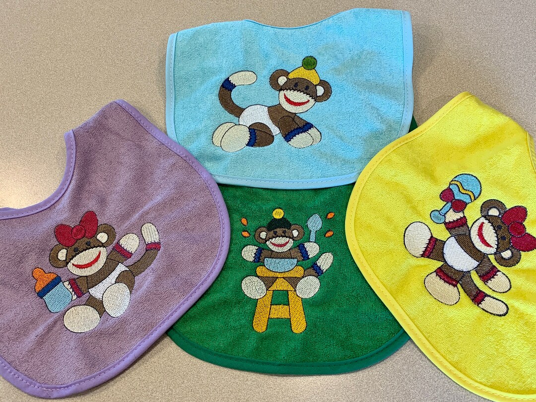 Baby Bibs, Drool Bib, Baby Shower Gift, Sock Monkey Bibs, Water ...