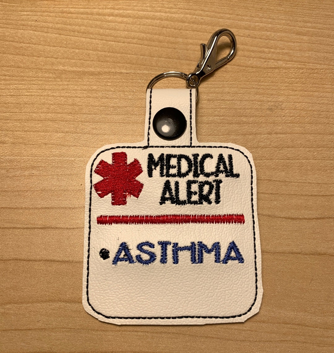 Asthma Medical Alert, Medical Alert Key Fob, Asthma Key Chain Snap Tab ...