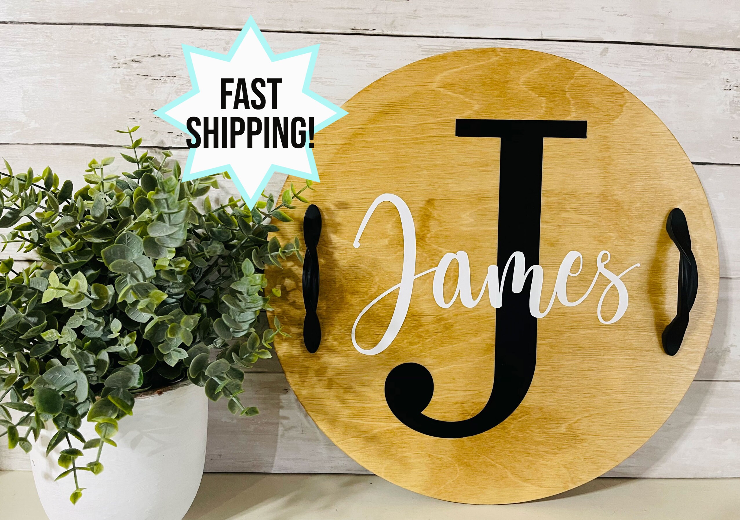 Last Name Personalized Round Wood Charcuterie Tray/Sign I | Etsy