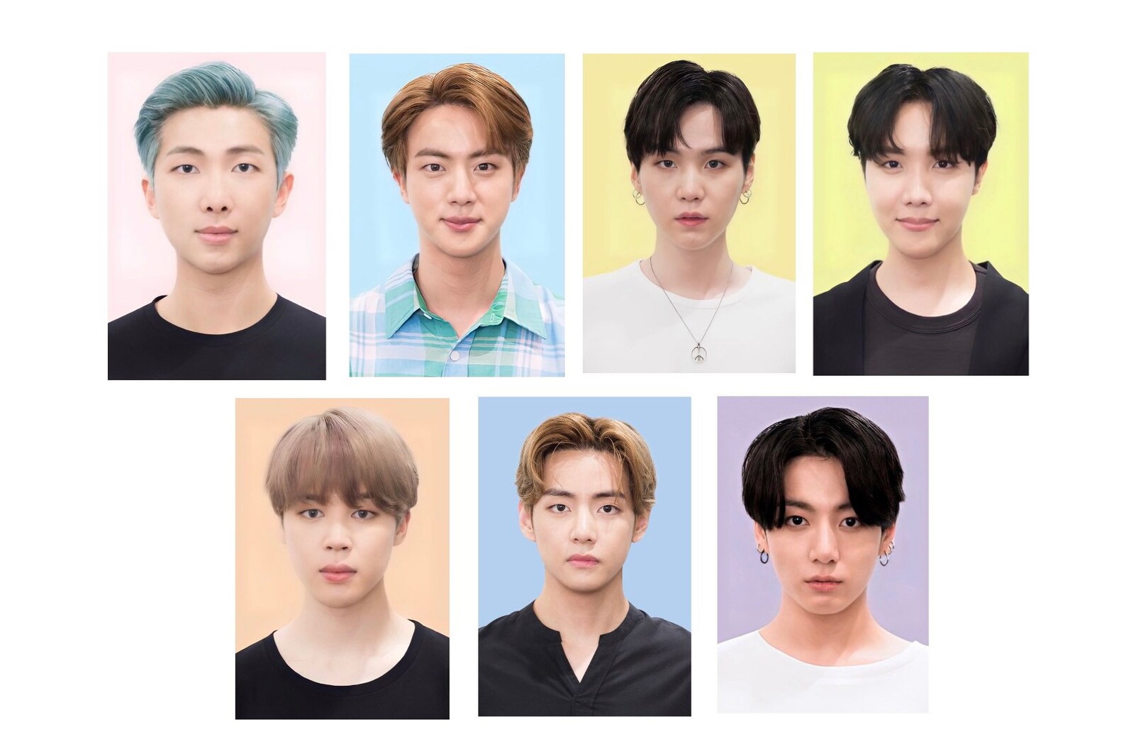 BTS Weverse Headshots ID Photos Set of 7 Rm Jin Suga | Etsy