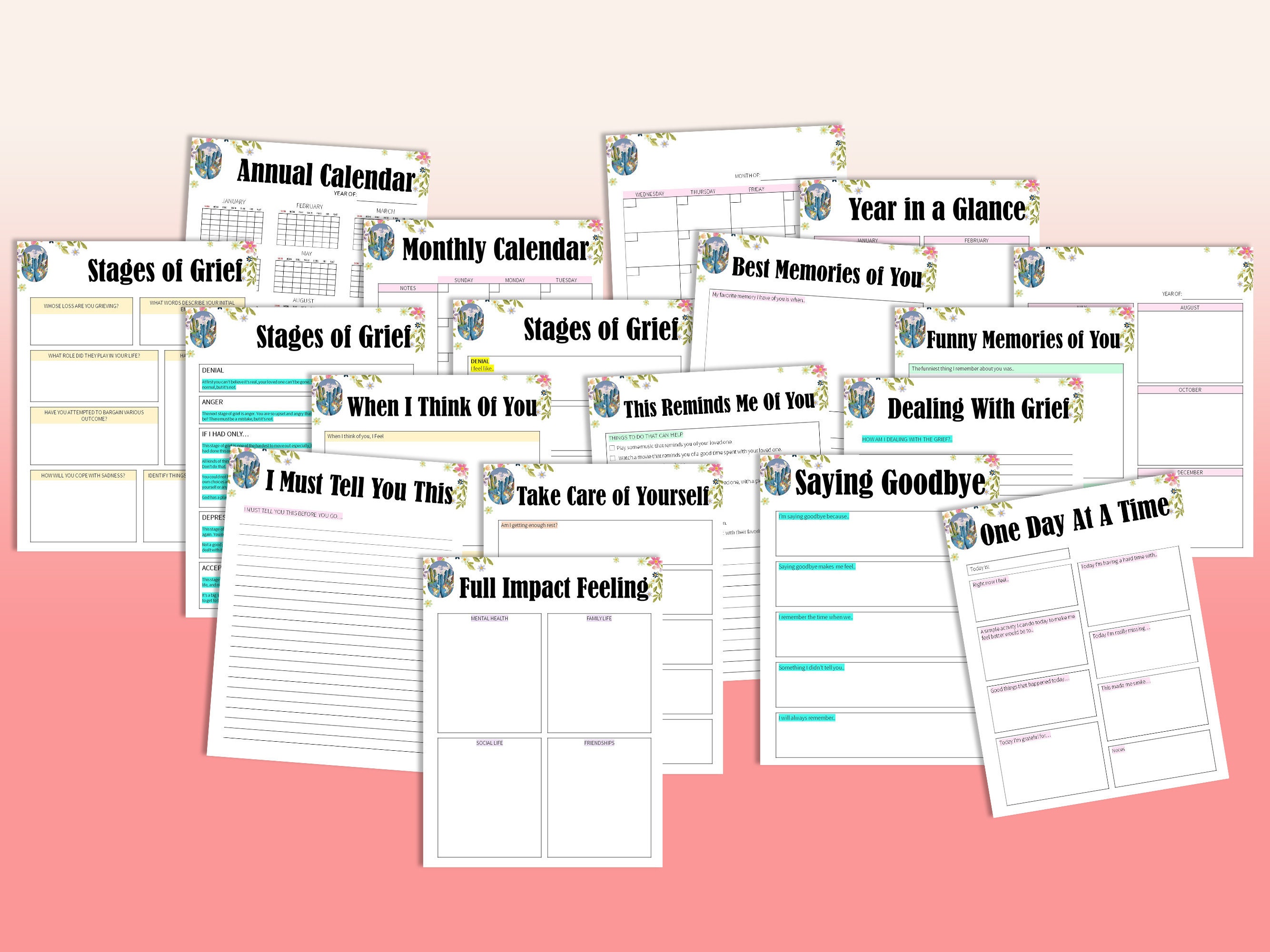 Grief Processing Journal Mood Tracker Anxiety Planner - Etsy