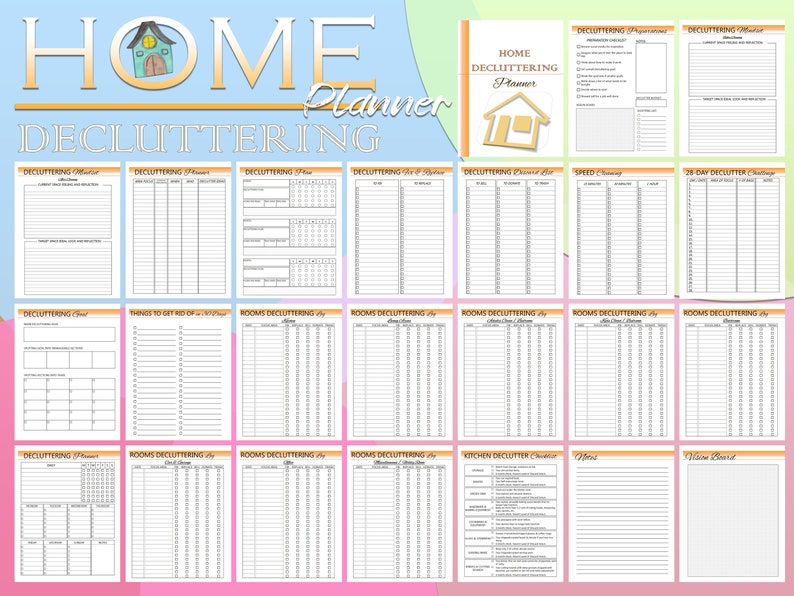Home Decluttering Planner Printable Home Organizing Checklist - Etsy
