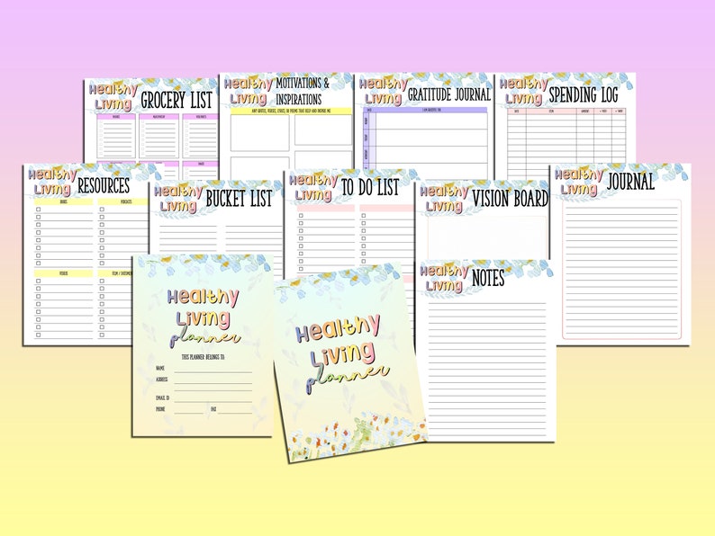 Healthy Living Planner Wellness Tracker Self Care Weight Loss Fitness ...