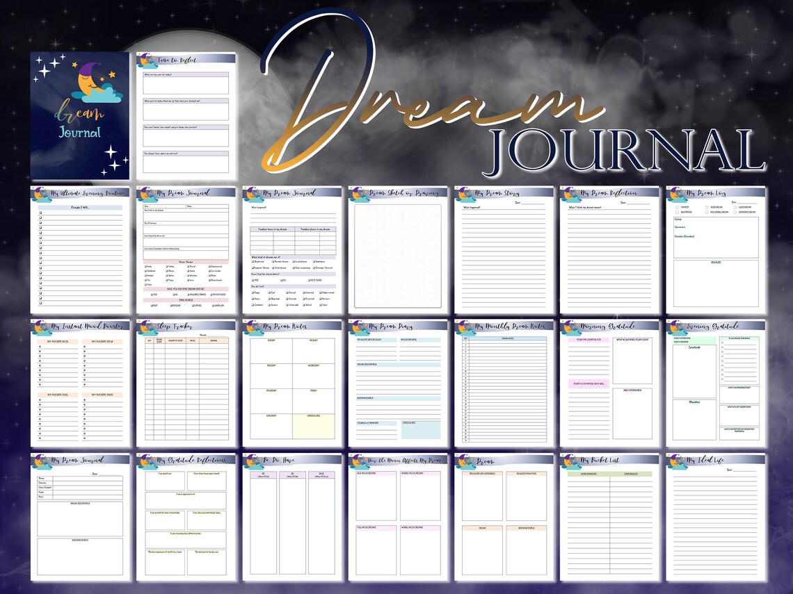 Dream Journal Dream Diary Printable Notebook Dreaming - Etsy