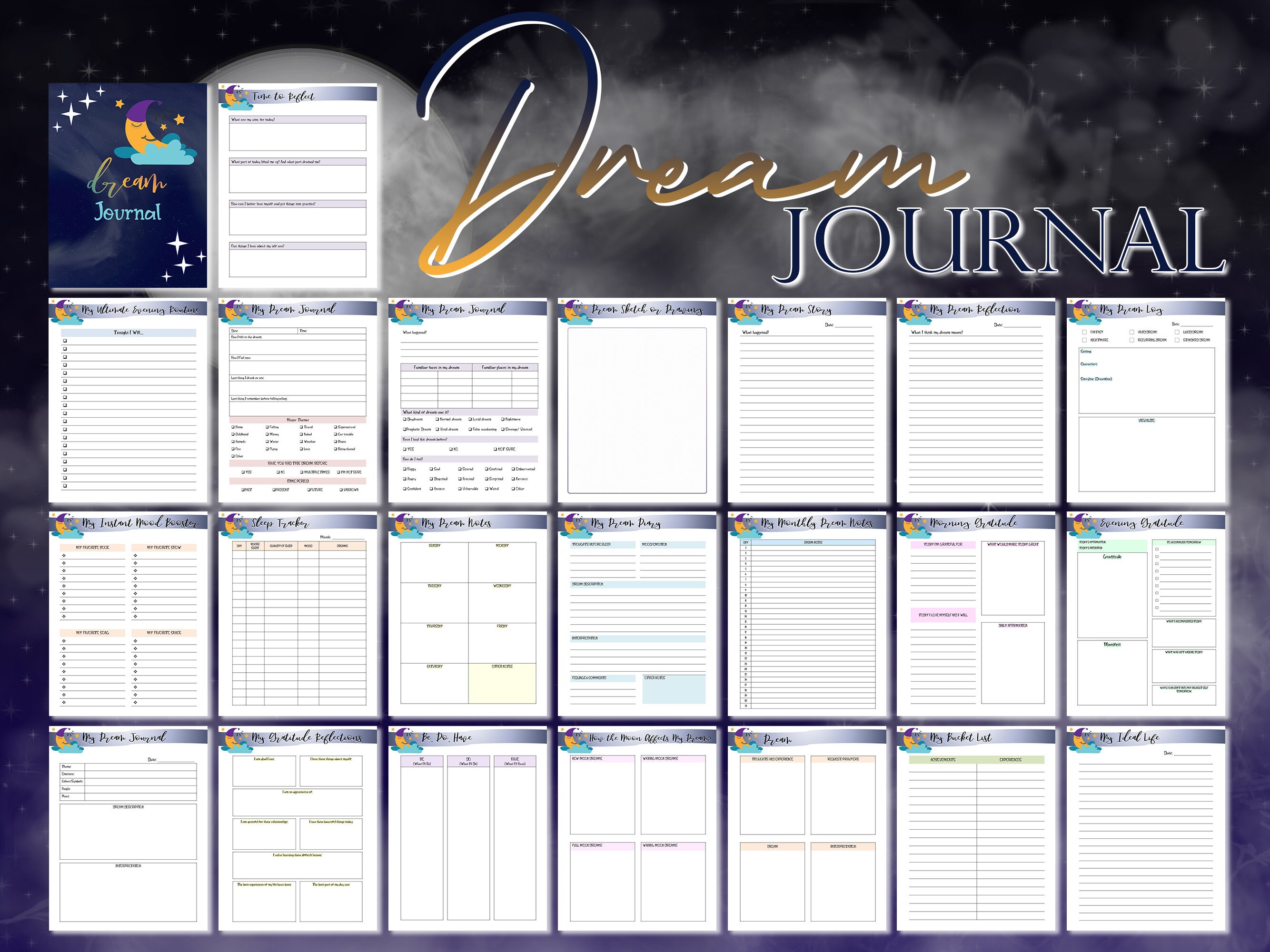 Dream Journal Dream Diary Printable Notebook Dreaming - Etsy