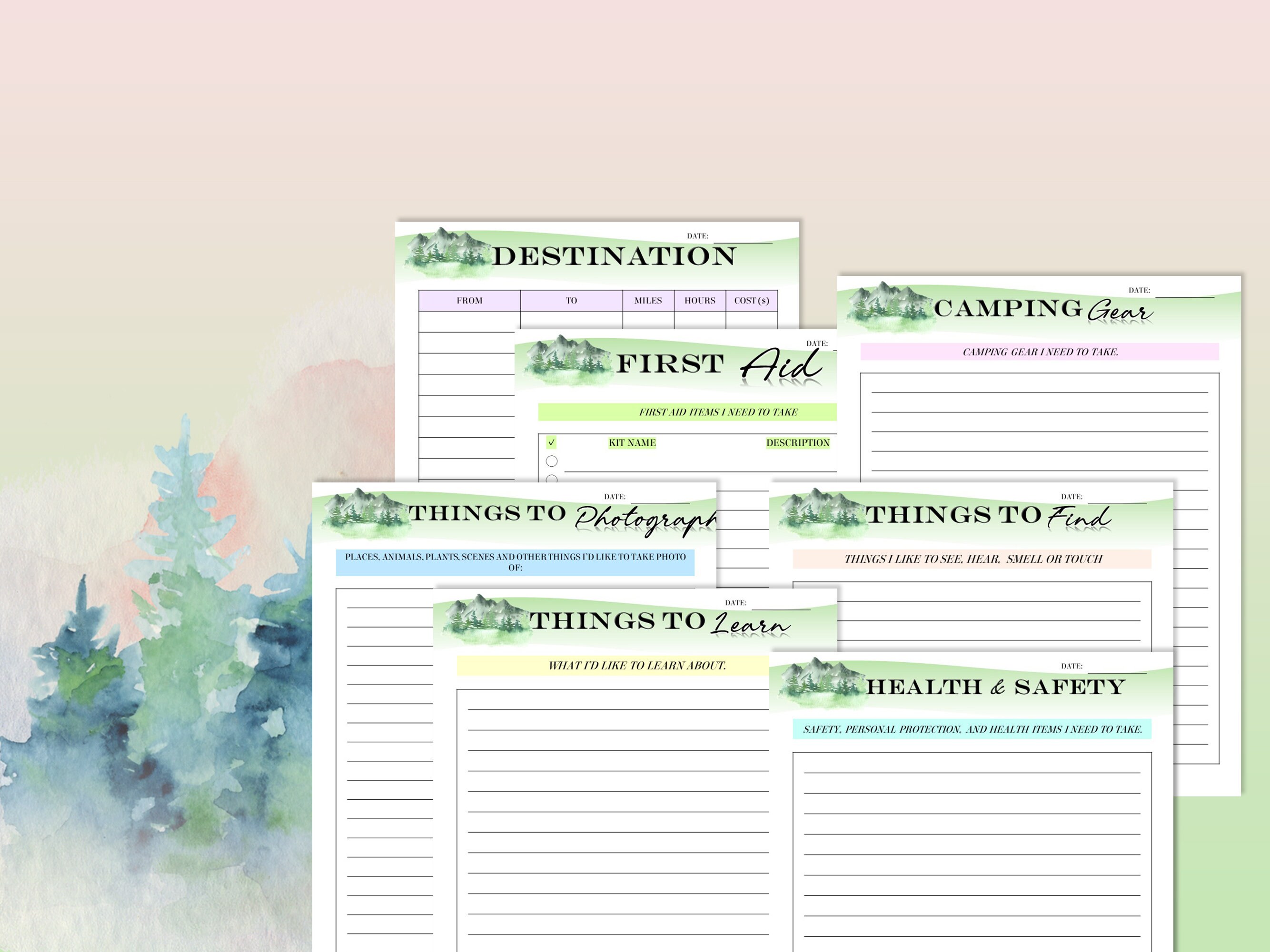 Camping Planner Travel Journal Vacation Girls Camp Boys Camp - Etsy