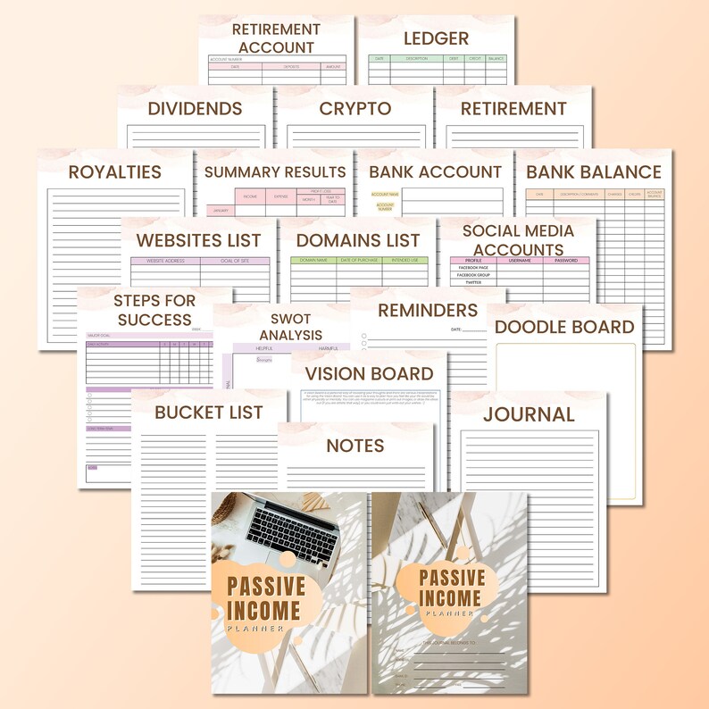 Passive Income Planner Side Hustle Investments Etsy Affiliate Marketing ...