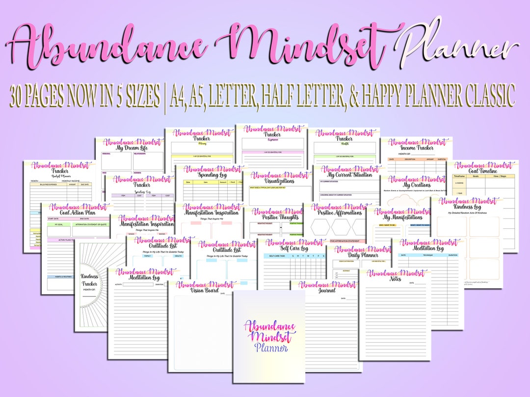 Manifestation Checks Abundance Mindset Journal Planner Printable Law of ...