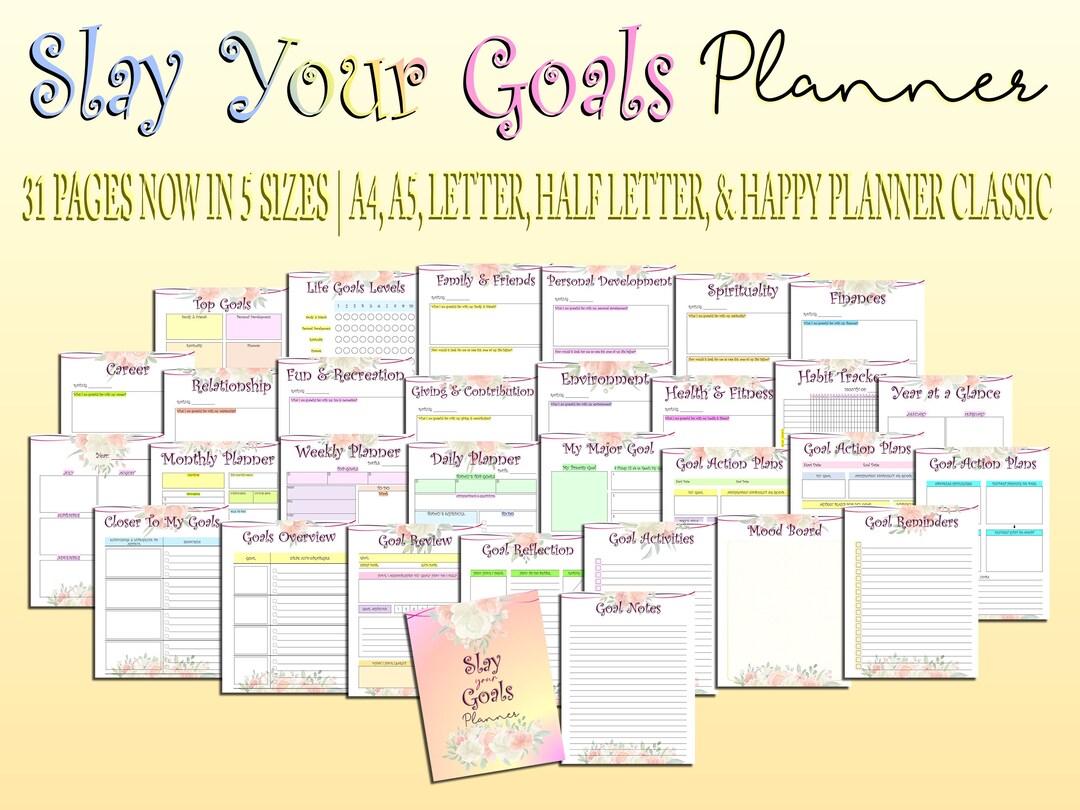 Goals Planner Printable Life Productivity Digital Finances Career ...