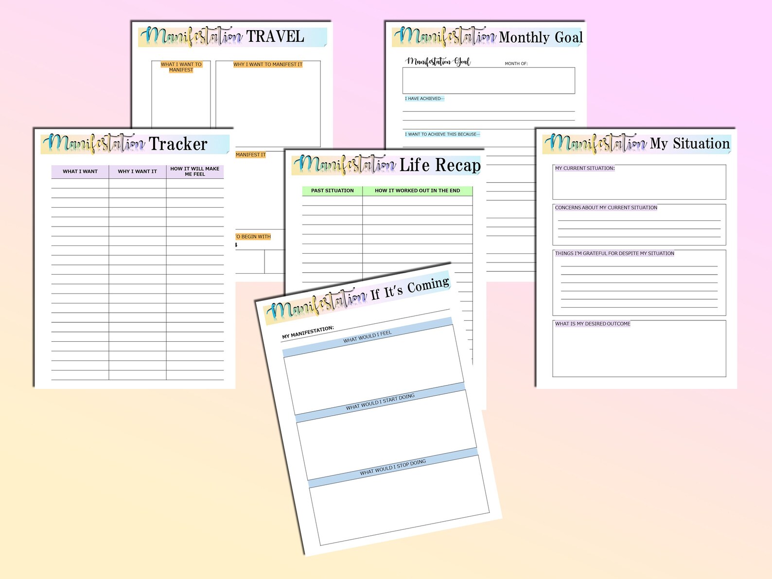 Manifestation Journal Intentions Planner Printable Law of Attraction ...