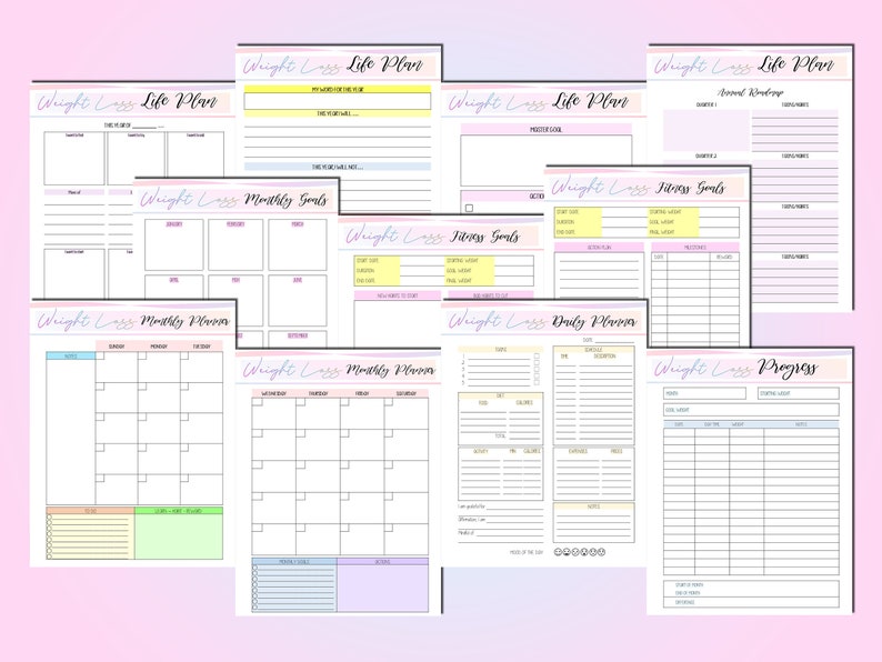 Weight Loss Journal Tracker Planner Workout Fitness Printable - Etsy
