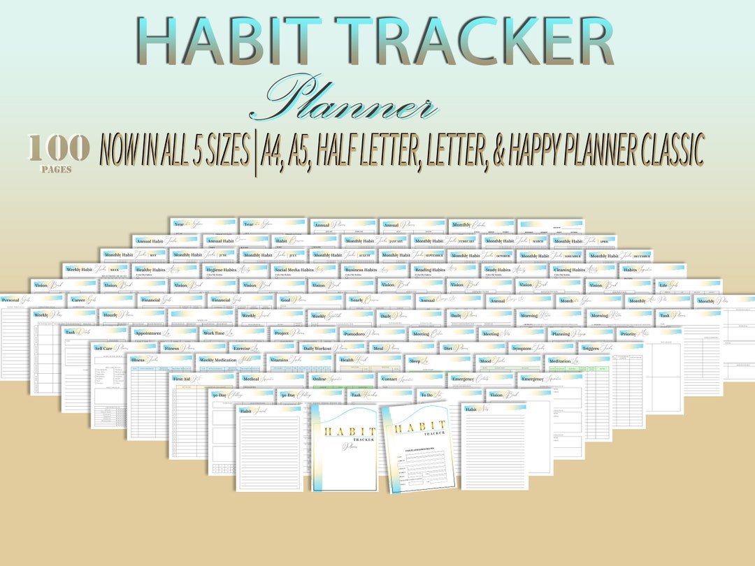 Habit Tracker Planner Hourly Daily Weekly Monthly Habits Routine ...