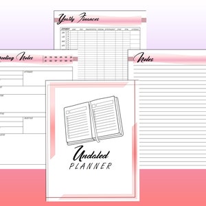 Undated Digital Planner Undated Calendar Printable Digital Download ...