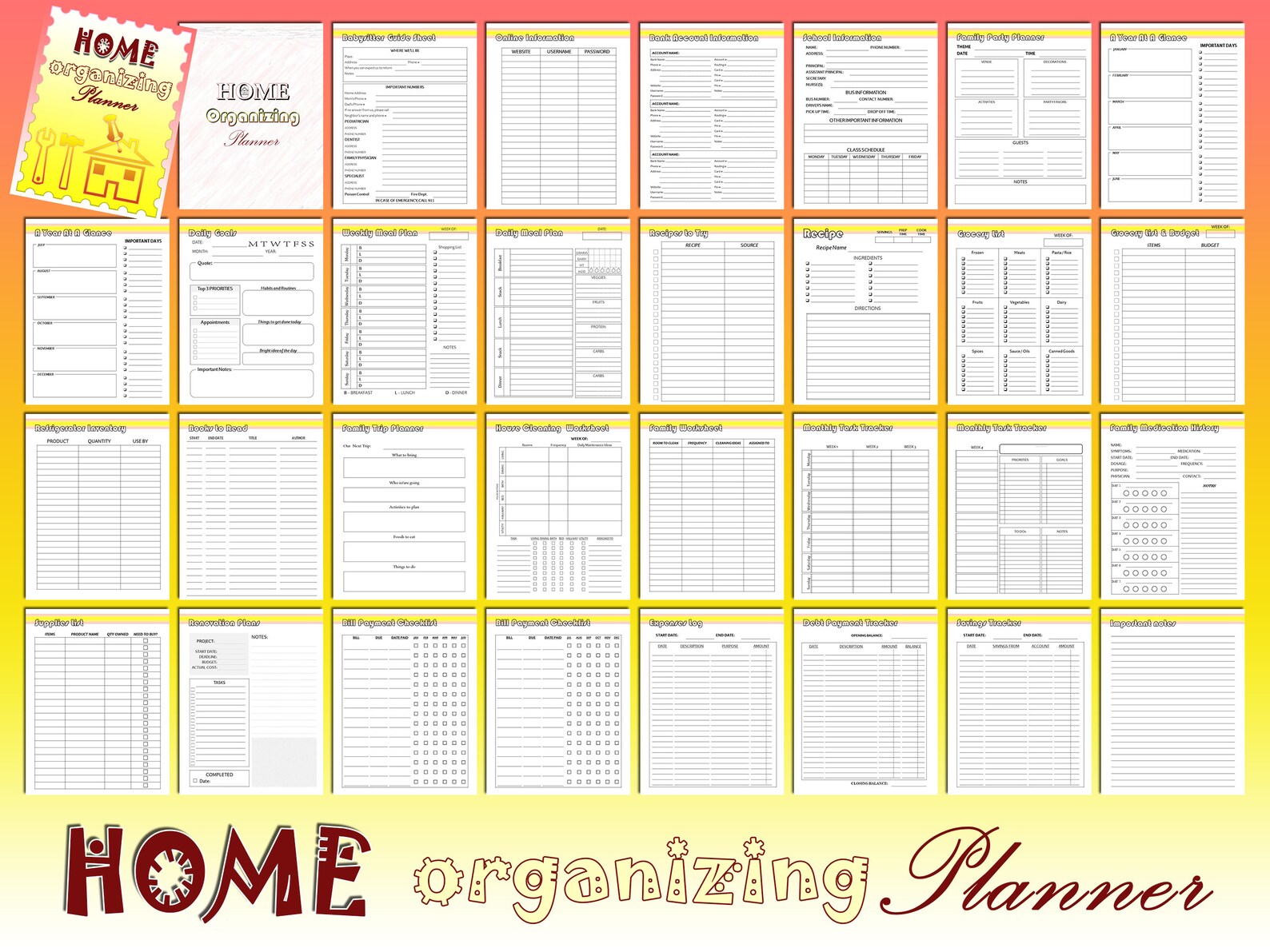Home Organizing Planner Printable Home Management Cleaning - Etsy
