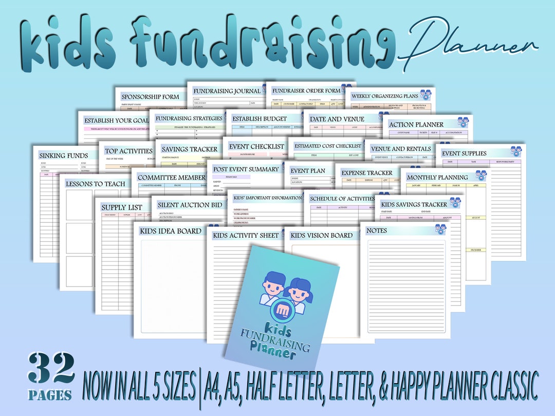 Kids Fundraising Planner Digital Download Sponsorship Fundraiser ...