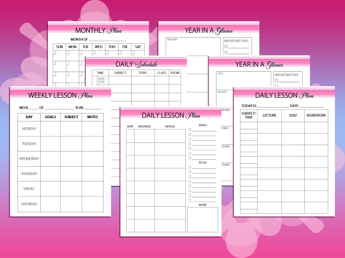 Teacher Planner School Printable Academic Digital Download | Etsy