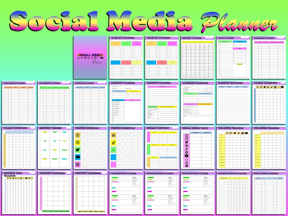 Social Media Planner Printable Business Planner Digital - Etsy