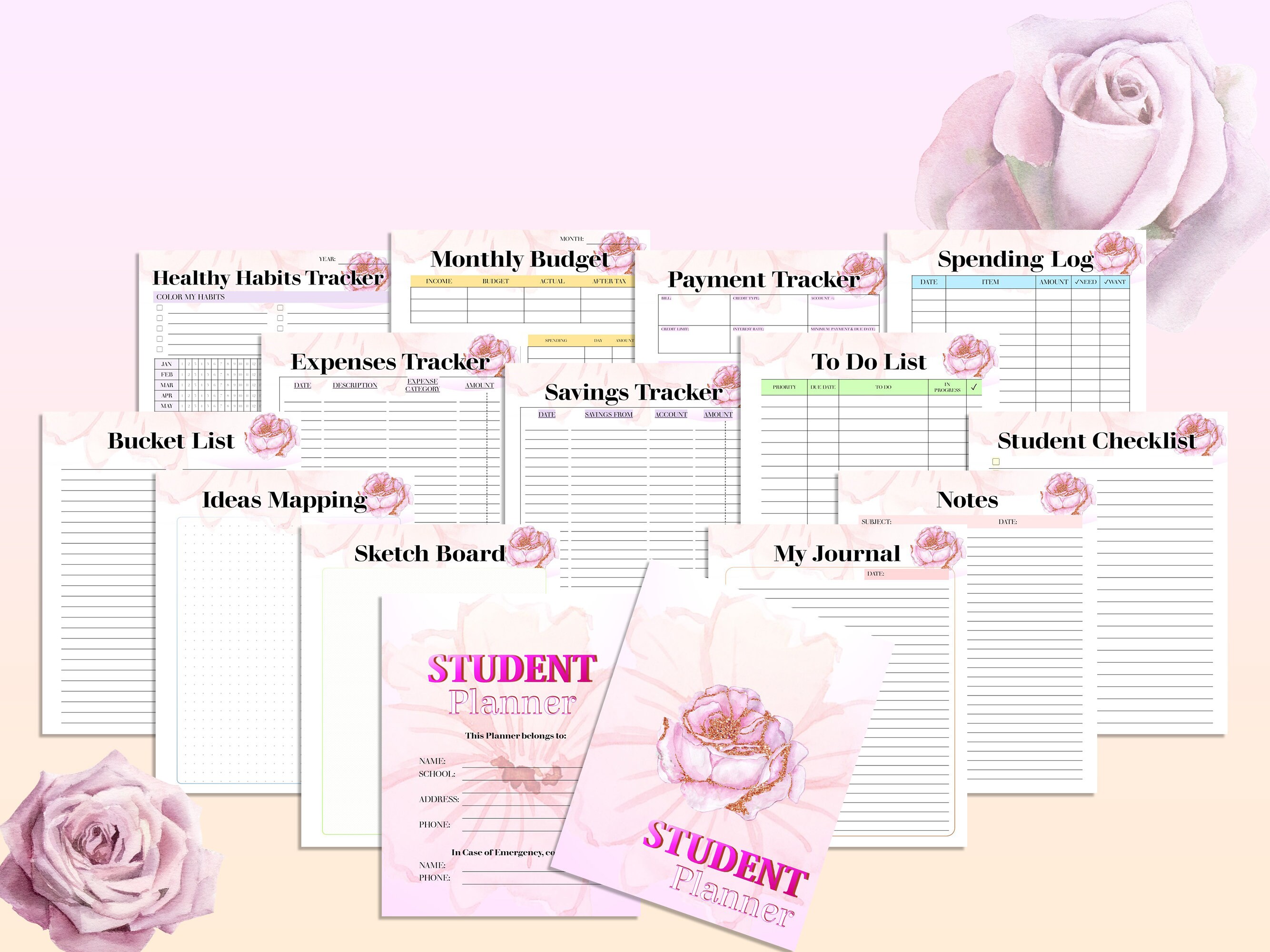 Student Planner Printable School Digital Download Lesson Back - Etsy