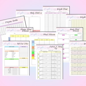 Weight Loss Journal Tracker Planner Workout Fitness Printable Digital ...