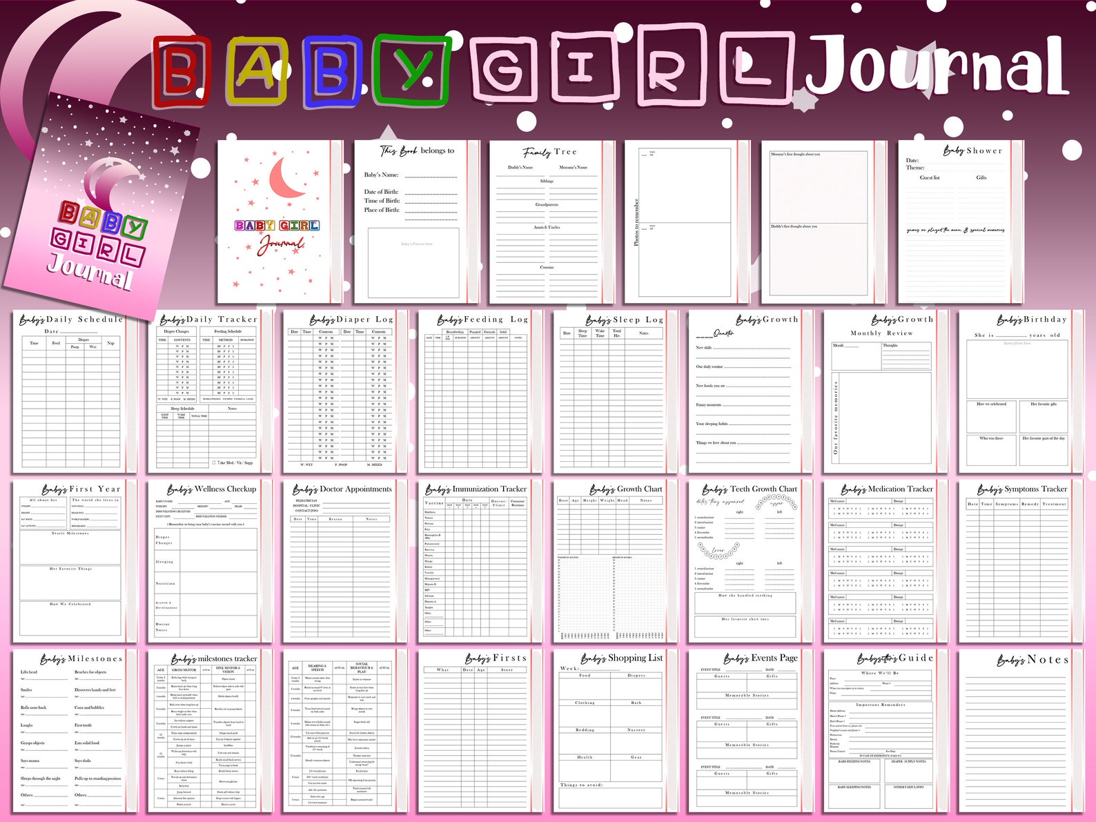 Baby Girl Planner Printable Digital Download Baby Book - Etsy
