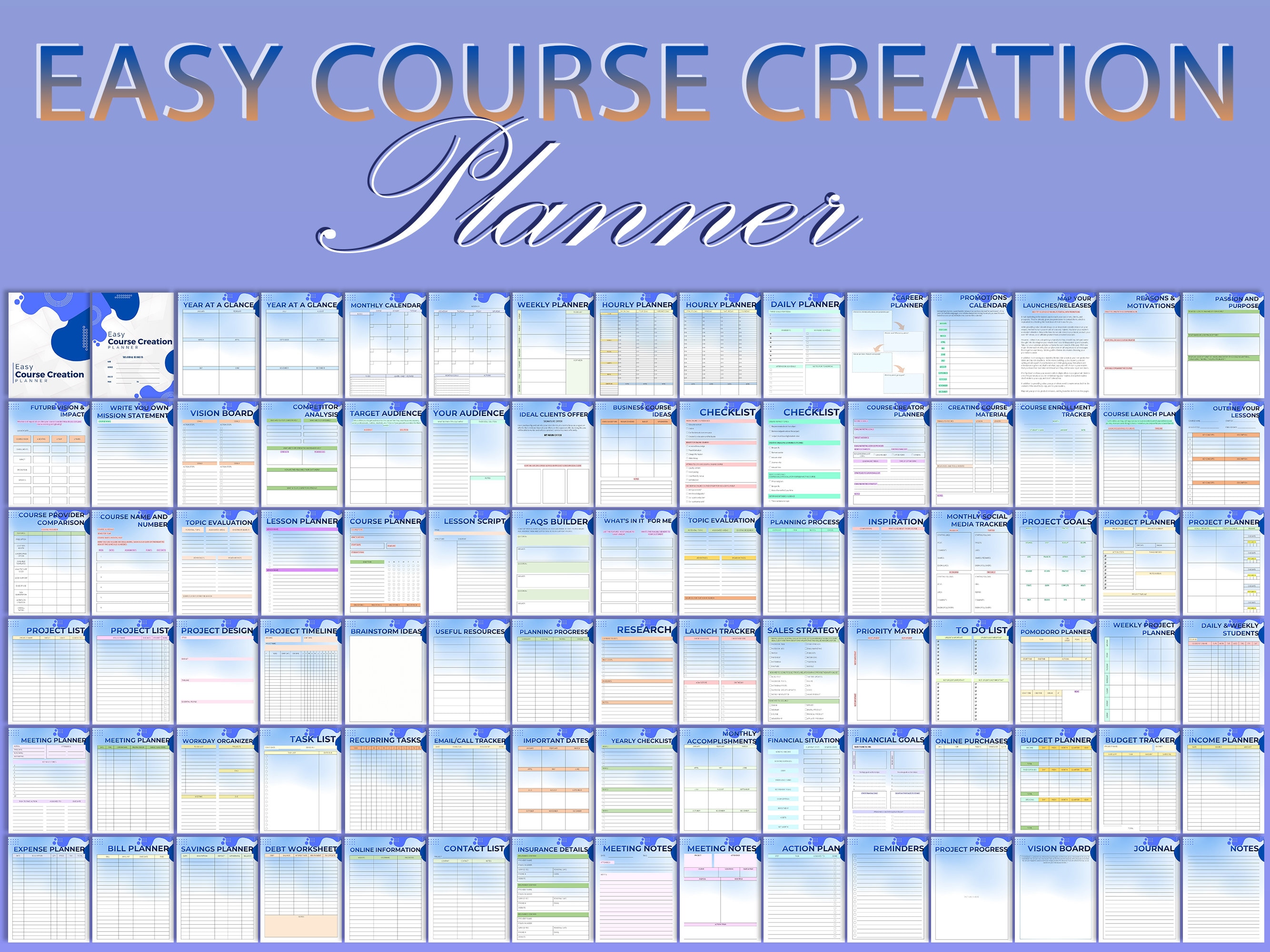 Online Course Creation Planner Printable Course Creator - Etsy
