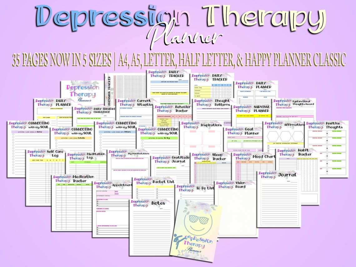 Depression Therapy Journal Mood Tracker Anxiety Planner - Etsy