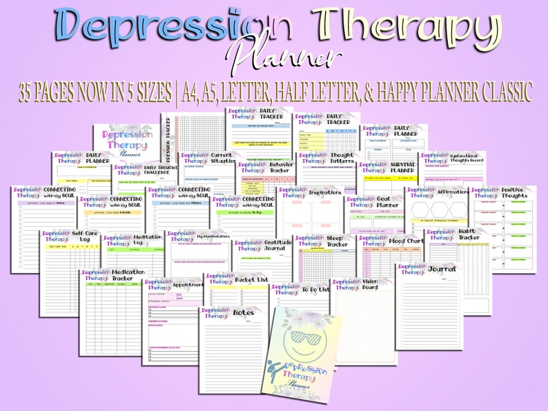 Depression Therapy Journal Mood Tracker Anxiety Planner - Etsy
