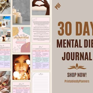 30 Day Mental Diet Journal Mental Health Planner Wellness Self Care ...