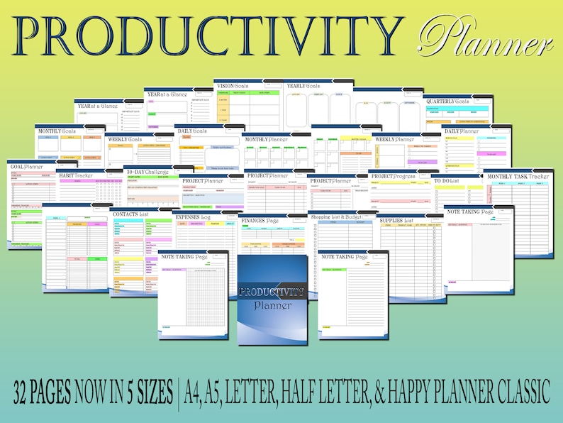 Productivity Planner Printable Daily Goal Tracker Digital - Etsy