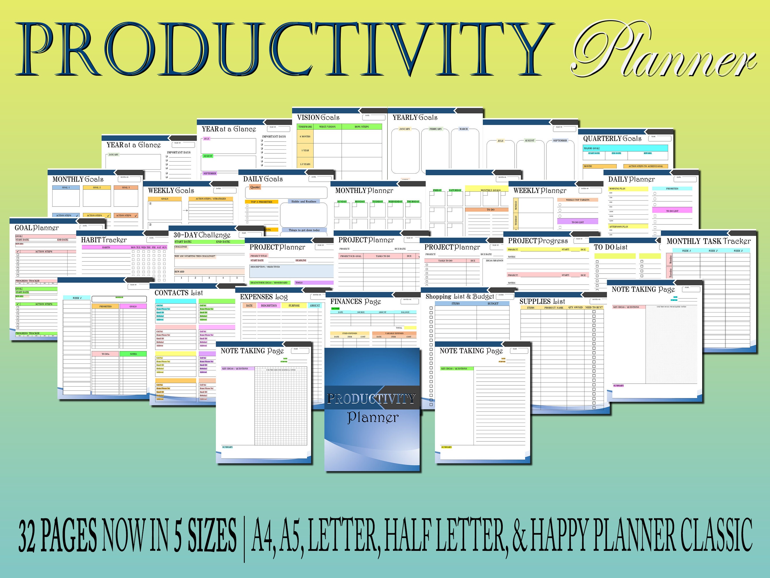 Productivity Planner Printable Daily Goal Tracker Digital - Etsy