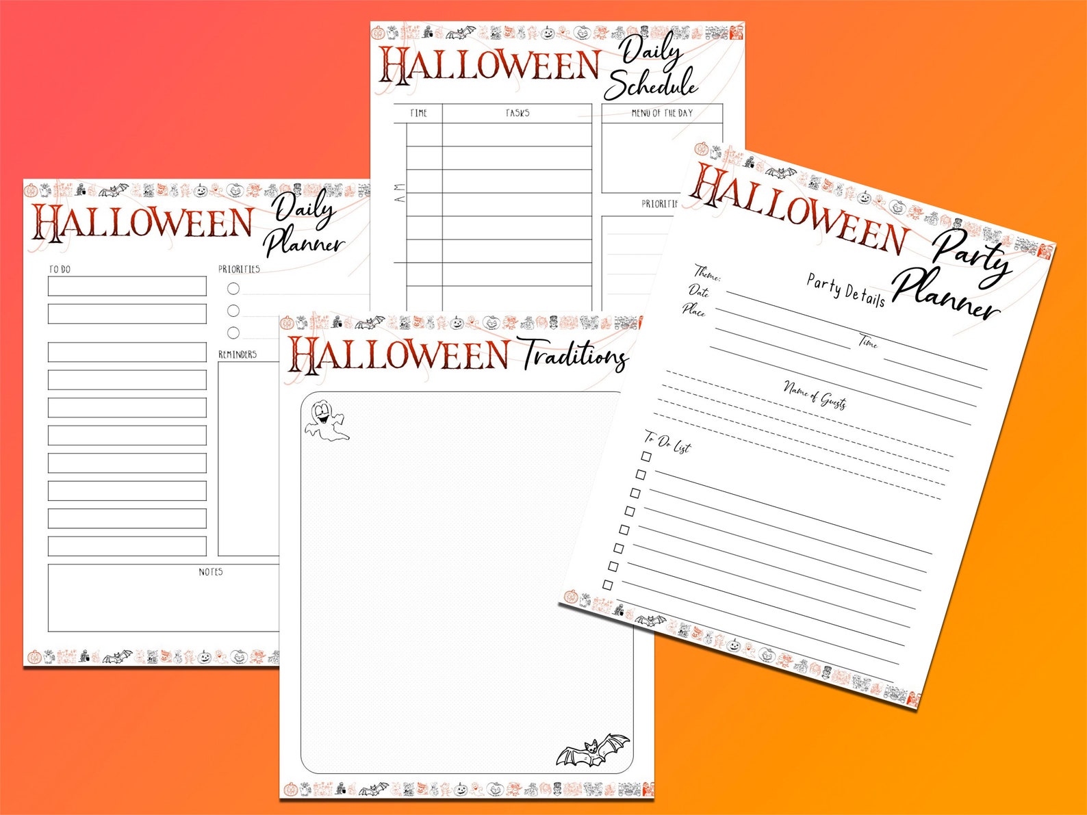 Halloween Planner Printable Holiday Planner Digital Download Gift Menu ...